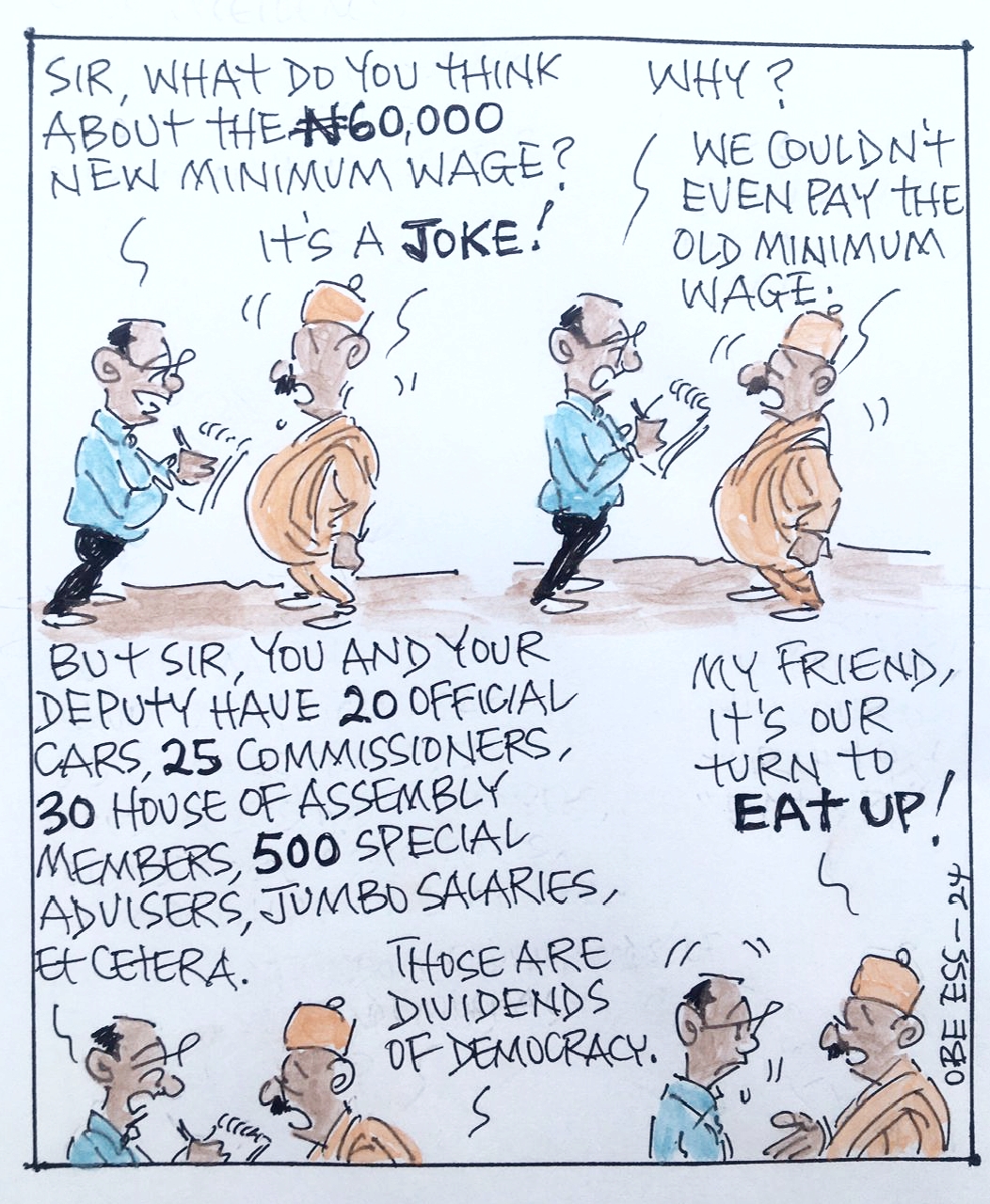 CARTOON OF THE DAY: N60,000 minimum wage is a joke | TheNewsGuru